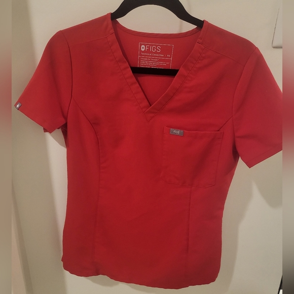 Figs | Tops | Figs Pop Red Slim Fit Catrina Top | Poshmark